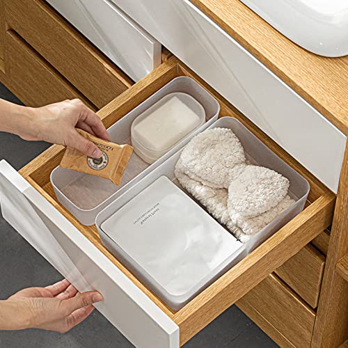 XIHOU 21 PCS Frosted Plastic Drawer Organizer Set, 3 Sizes Desk Drawer Divider Organizers and Storage Bins for Makeup, Jewelry, Gadgets for Kitchen, Bedroom, Bathroom, Office