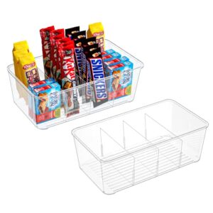 pantry organization and storage, clear food storage organizer bin with removable dividers for kitchen, bpa-freerefrigerator organizer, cabinet organizer