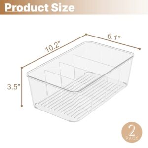 Pantry Organization and Storage, Clear Food Storage Organizer Bin with Removable Dividers for Kitchen, BPA-FreeRefrigerator Organizer, Cabinet Organizer