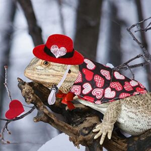 JOTFA 4 Pcs Bearded Dragon Valentine’s Day Costumes, Lizard Valentine’s Day Hats Bandanas Lizard Scarf Valentines Outfits for Bearded Dragon Lizard Hamster Guinea Pig Small Animal