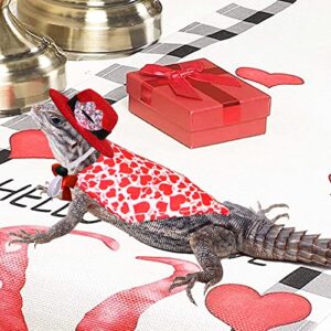 JOTFA 4 Pcs Bearded Dragon Valentine’s Day Costumes, Lizard Valentine’s Day Hats Bandanas Lizard Scarf Valentines Outfits for Bearded Dragon Lizard Hamster Guinea Pig Small Animal