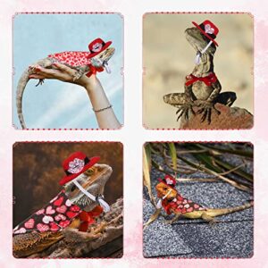 JOTFA 4 Pcs Bearded Dragon Valentine’s Day Costumes, Lizard Valentine’s Day Hats Bandanas Lizard Scarf Valentines Outfits for Bearded Dragon Lizard Hamster Guinea Pig Small Animal