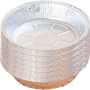 Disposable Aluminum Foil Baking Tray, Aluminum Foil Tray Container, Food Grade Aluminum Foil Pie Case, Round Aluminum Foil Tray 8 inch for Baking, Steaming, Cooking, Storage, Freezing,7in