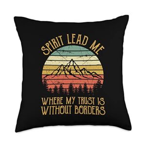 vintage retro by 4do limited spirit lead me where my trust is without border christian throw pillow, 18x18, multicolor