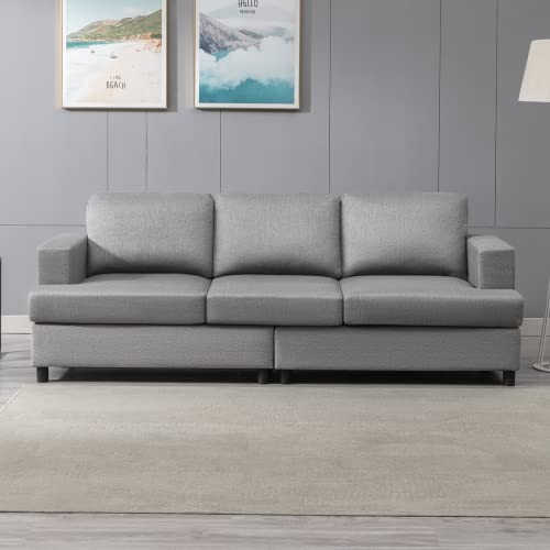 Mjkone 3 Seats Sectional Sofa Couch, 91" W Upholstered Living Room Sofa, Sectional Sofa Furniture Set for Apartment/Bedroom/Office,Light Grey