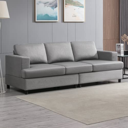 Mjkone 3 Seats Sectional Sofa Couch, 91" W Upholstered Living Room Sofa, Sectional Sofa Furniture Set for Apartment/Bedroom/Office,Light Grey