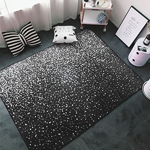 ASEELO Shiny Silver Glitter Super Soft Rug Modern Indoor Rectangular Rug 60x39in Non-Slip and Durable Rug for Living Room Bedroom and Study