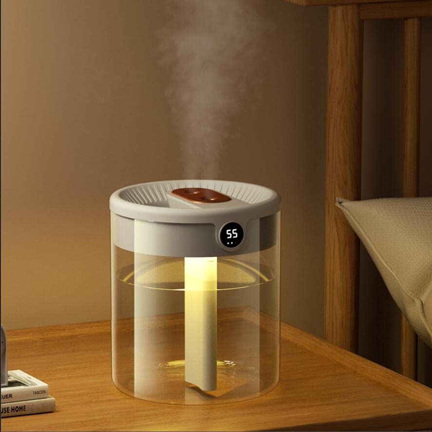 Air Humidifier, Top Filling Cool Mist Humidifier 1500ml Water Tank for Baby Bedroom Office Home 10 Hour Auto Shut-Off -1.5L White(with humidity display)