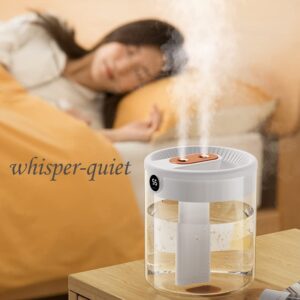 Air Humidifier, Top Filling Cool Mist Humidifier 1500ml Water Tank for Baby Bedroom Office Home 10 Hour Auto Shut-Off -1.5L White(with humidity display)