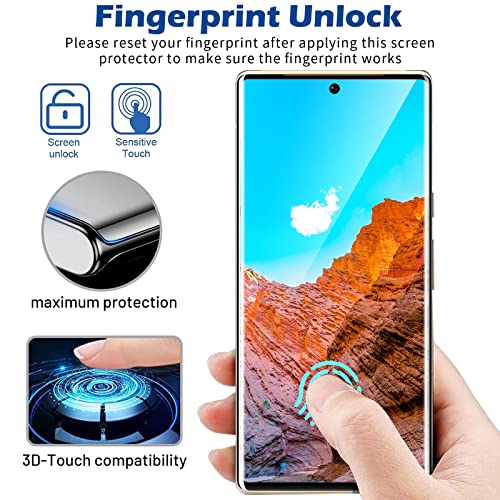 [2+2 Pack] for Google Pixel 7 Pro Screen Protector, 9H Tempered Glass, Ultrasonic Fingerprint Compatible, 3D Curved, HD Clear Scratch Resistant for Google Pixel 7 Pro 5G Glass Screen Protector