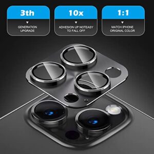 Hlija 2 Pack Rear Back Camera Lens Protector Tempered Glass for iPhone 14 Pro/ 14 Pro Max -3D Full Coverage Metal Ring Cover Case-Original Black