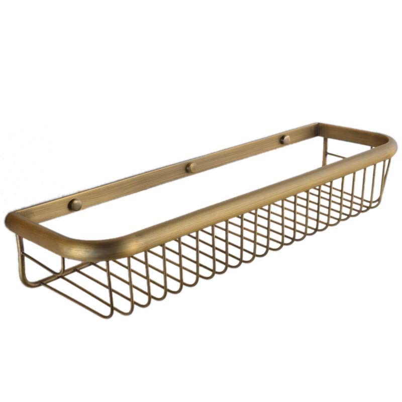 MUENG Exquisite Bathroom Shelves Wall-Mounted Bathroom Accessories, Brushed Gold Bathroom Storage Shelf, Shower Basket, Brass Shower Holder Rack