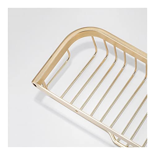 MUENG Exquisite Bathroom Shelves Wall-Mounted Bathroom Accessories, Brushed Gold Bathroom Storage Shelf, Shower Basket, Brass Shower Holder Rack