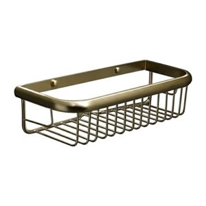 MUENG Exquisite Bathroom Shelves Wall-Mounted Bathroom Accessories, Brushed Gold Bathroom Storage Shelf, Shower Basket, Brass Shower Holder Rack