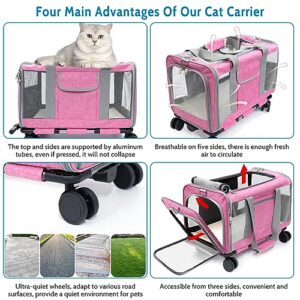 Cat Carrier, Dog Carrier Airline Approved【Fit American/TSA/Delta/United Airline】 for Small Dogs or Large Cat, Cat Bag Carrier with Wheels, Folding Pet Carrier Under Seat for Walking Travel Vet Visits