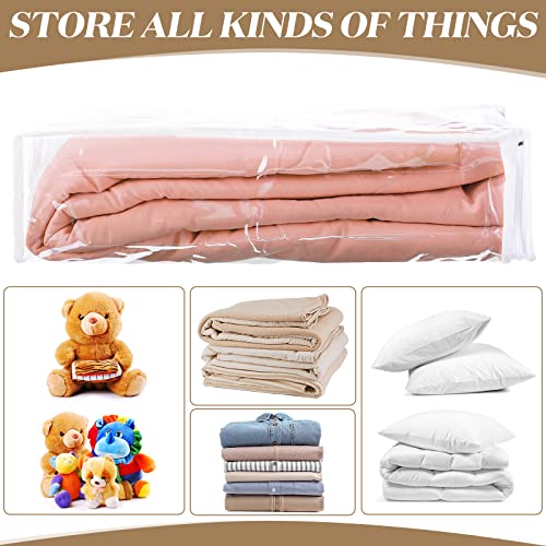 12 Pcs Clear Vinyl Storage Bag with Zipper 3 Sizes Durable Zippered Sweater Storage Bags Large Capacity Clothes Organizer Avoid Dust Dirt for Clothing Bedding Linen Blankets Comforters Toy Storage