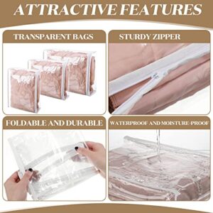 12 Pcs Clear Vinyl Storage Bag with Zipper 3 Sizes Durable Zippered Sweater Storage Bags Large Capacity Clothes Organizer Avoid Dust Dirt for Clothing Bedding Linen Blankets Comforters Toy Storage