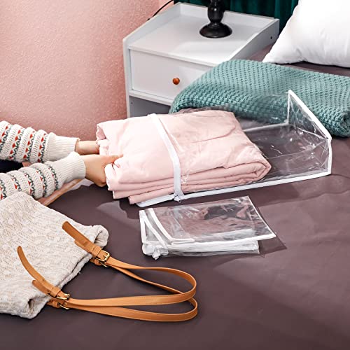 12 Pcs Clear Vinyl Storage Bag with Zipper 3 Sizes Durable Zippered Sweater Storage Bags Large Capacity Clothes Organizer Avoid Dust Dirt for Clothing Bedding Linen Blankets Comforters Toy Storage