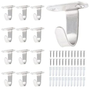 unlorspy 12pcs stainless steel under-shelf coat hook with screws mount ceiling hooks top mount hooks towel/robe clothes hook for bathroom kitchen cabinet (brushed nickel)