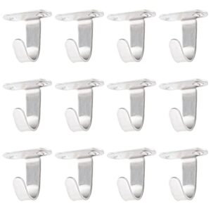 Unlorspy 12PCS Stainless Steel Under-Shelf Coat Hook with Screws Mount Ceiling Hooks Top Mount Hooks Towel/Robe Clothes Hook for Bathroom Kitchen Cabinet (Brushed Nickel)