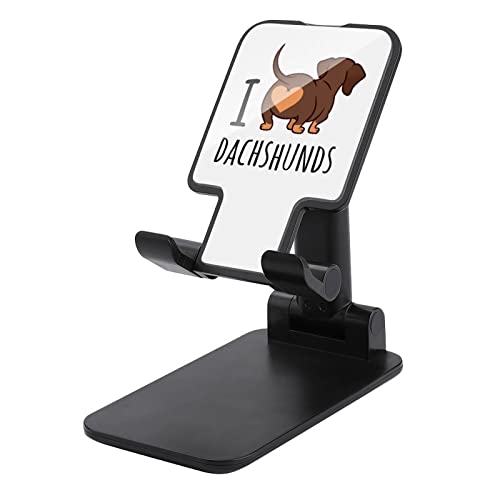 I Love Dachshund Cell Phone Stand Foldable Tablet Holder Adjustable Cradle Desktop Accessories for Desk