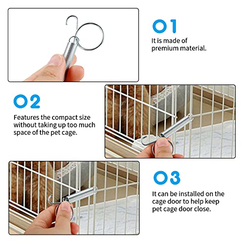 CheeFun Spring Latch Hook for Cages: Multifunctional Metal Spring Latch for Fixing Pet Cage Door (10 Pcs)