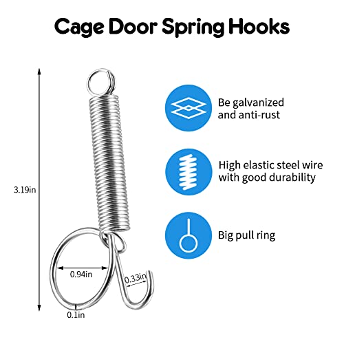 CheeFun Spring Latch Hook for Cages: Multifunctional Metal Spring Latch for Fixing Pet Cage Door (10 Pcs)