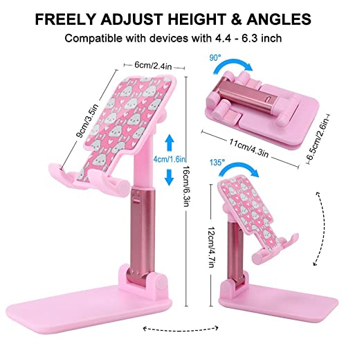 Cute Bunny Pattern Cell Phone Stand Foldable Tablet Holder Adjustable Cradle Desktop Accessories for Desk