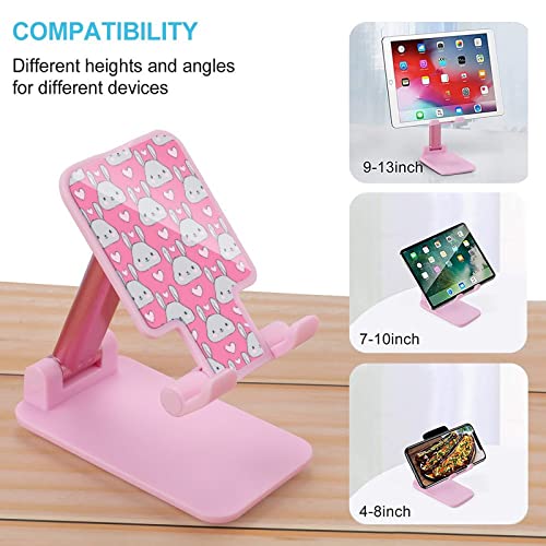 Cute Bunny Pattern Cell Phone Stand Foldable Tablet Holder Adjustable Cradle Desktop Accessories for Desk