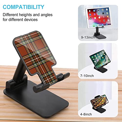 Plaid Cell Phone Stand Foldable Tablet Holder Adjustable Cradle Desktop Accessories for Desk