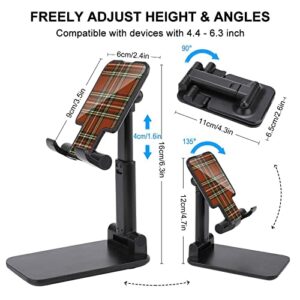 Plaid Cell Phone Stand Foldable Tablet Holder Adjustable Cradle Desktop Accessories for Desk