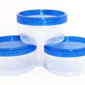 Durx-litecrete (10 Ounce 10 Pack Twist cap Deli Containers Clear Bottom With Blue Top Screw on Lids Twist Top Food Storage Freezer Containers