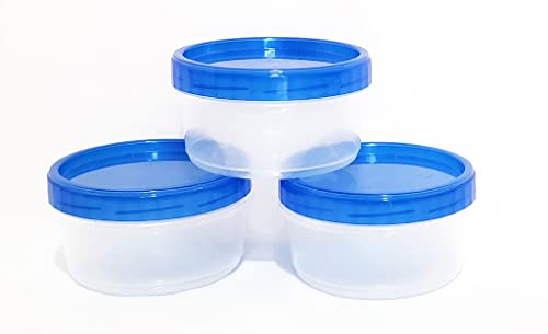 Durx-litecrete (10 Ounce 10 Pack Twist cap Deli Containers Clear Bottom With Blue Top Screw on Lids Twist Top Food Storage Freezer Containers