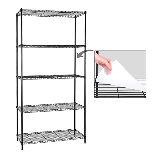 EZPEAKS 5-Shelf Shelving Unit with Shelf Liners Set of 5, Adjustable Storage Rack, Steel Wire Shelves, Shelving Units and Storage for Office Kitchen and Garage (35.5W X 15.8D X 71H)