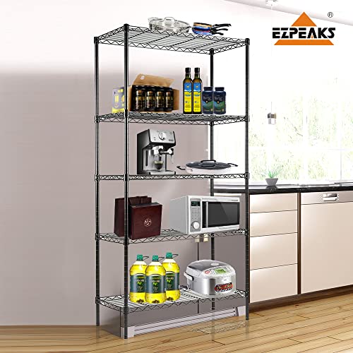 EZPEAKS 5-Shelf Shelving Unit with Shelf Liners Set of 5, Adjustable Storage Rack, Steel Wire Shelves, Shelving Units and Storage for Office Kitchen and Garage (35.5W X 15.8D X 71H)