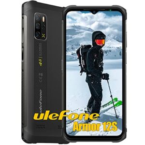 ulefone armor 12s unlocked rugged smartphone 2023, mtk g99 13gb+128gb waterproof cell phone, android 12, 50mp camera, 6.52" hd+, 5180mah, dual sim 4g rugged phone nfc otg gps wireless charge, black