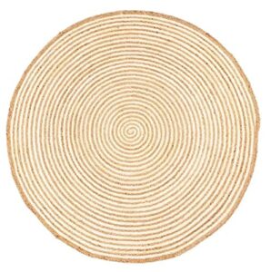 natural handwoven jute round rug décor area rug bohemian rug rustic hipster jute rug hemp rug by rugs hut (beige, 7 x 7 feet)