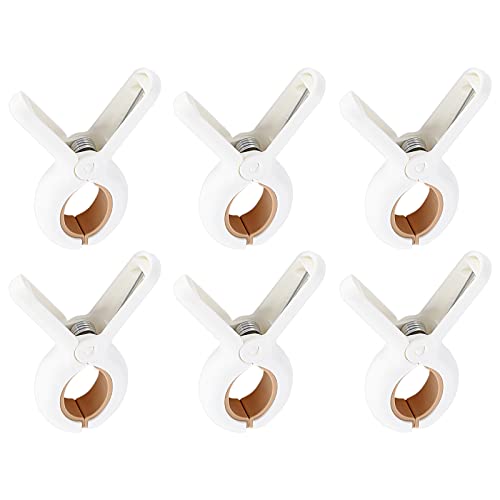 Unlorspy 6PCS Plastic Beach Towel Clips Heavy Duty Laundry Clothespins Quilt Drying Clip Windproof Clamps Clothes Pegs with Springs, No Trace Design for Clothes & Towels (Khaki)