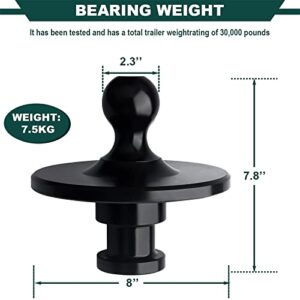 Gooseneck Ball Adapter - Fifth Wheel Kingpin to 2-5/16 Inch Gooseneck Ball Towing Receiver Adapter -Black