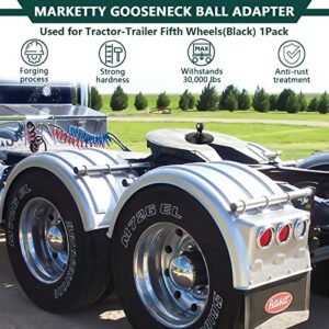 Gooseneck Ball Adapter - Fifth Wheel Kingpin to 2-5/16 Inch Gooseneck Ball Towing Receiver Adapter -Black