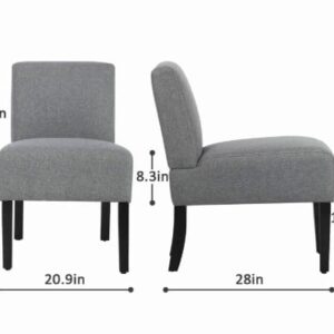 GINMAON Accent Chair Set of 2 Armless Morden Dining Chairs, Upholstered Occasional Chair for Living Room w/Wooden Legs & Thick Sponge Cushion Bedroom Chairs, Gray