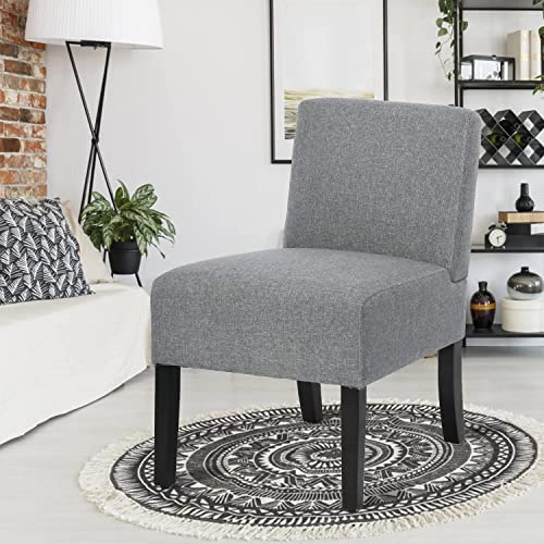 GINMAON Accent Chair Set of 2 Armless Morden Dining Chairs, Upholstered Occasional Chair for Living Room w/Wooden Legs & Thick Sponge Cushion Bedroom Chairs, Gray