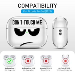 Youtec for Airpods Pro 2nd Generation Case 2022,Clear Don't Touch Me for Airpods Pro 2 Cover with Keychain/Lanyard Soft Cute Shockproof Cover for Women Men Compatible Apple AirPod Pro 2,Clear