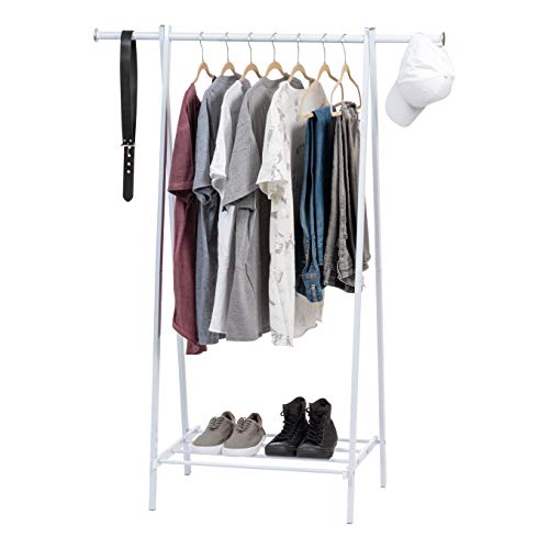 IRIS USA Freestanding Metal Clothing Rack for Drying and Hanging Garments, Frost White