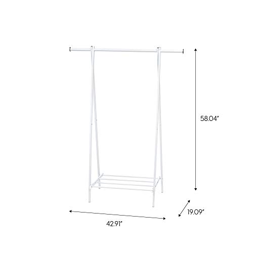 IRIS USA Freestanding Metal Clothing Rack for Drying and Hanging Garments, Frost White