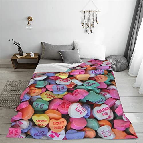 Love Heart Blanket for Men Women Valentine's Day Gifts, Super Soft Lightweight Warm Flannel Fleece Throw Blanket for Couch Bedroom Living Room 50"x40"