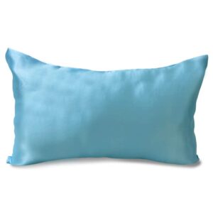 trendy home 12x20 throw pillow insert with extra removable satin pillow case, cushion sham stuffer lumbar support decorative home outdoor pillow filler (aquablue)