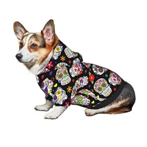 Skull Flowers Dog Hoodies, Pet Clothes Costumes, Colorful Pets Wear Hoodie Pullover for Dogs Cats Outdoor (XX-Large)