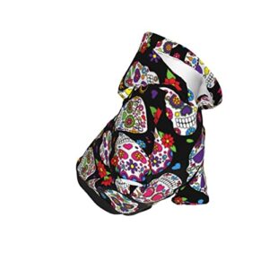 Skull Flowers Dog Hoodies, Pet Clothes Costumes, Colorful Pets Wear Hoodie Pullover for Dogs Cats Outdoor (XX-Large)