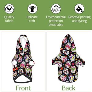 Skull Flowers Dog Hoodies, Pet Clothes Costumes, Colorful Pets Wear Hoodie Pullover for Dogs Cats Outdoor (XX-Large)